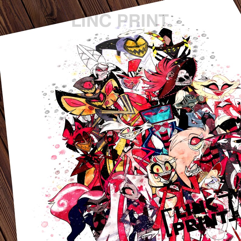 Hazbin Hotel Print 'HAZBIN CHARACTERS' Character Splash Style ...