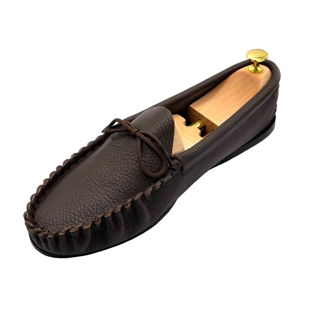 Men's Moccasin Slippers, in Rich Brown Premium Buttery Soft Leather ...