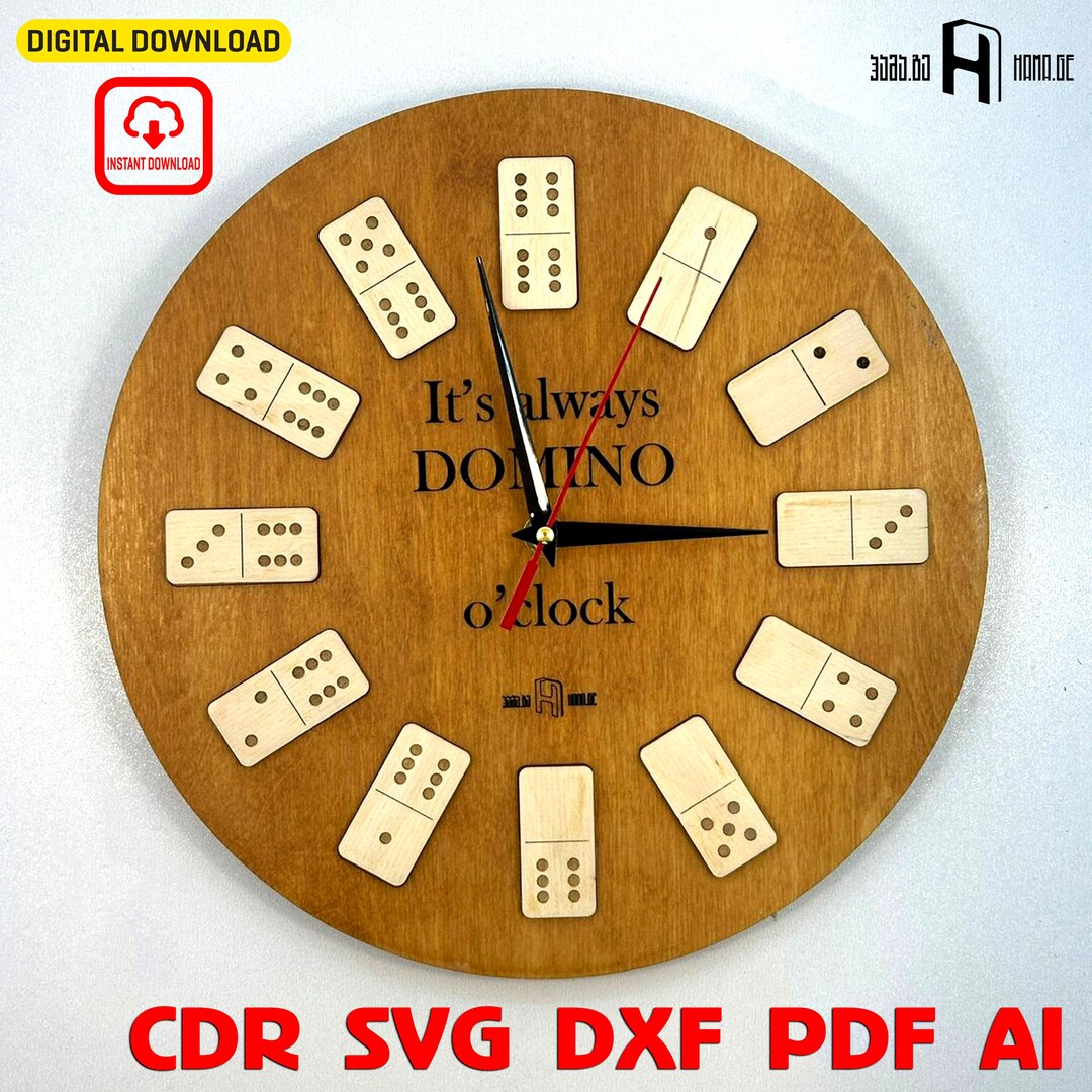Unique Domino Clock SVG for Laser Cutting | DIY Clock Design File in ...