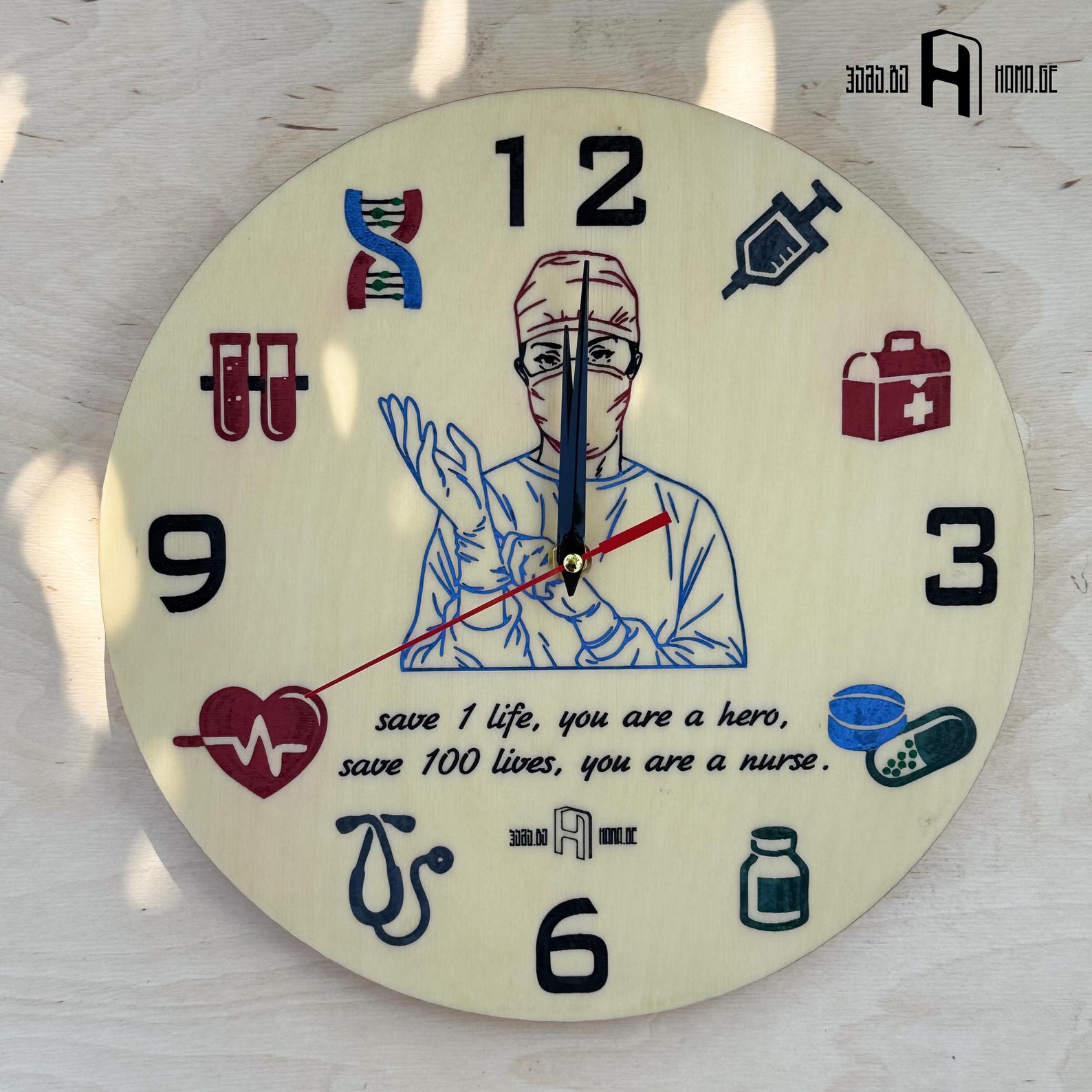 Handcrafted Nurse Theme Clock - Thoughtful Medical Professional Gift ...