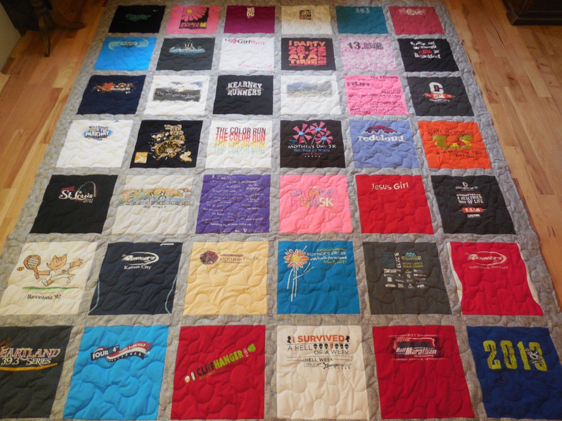 42 T-shirt Memory Quilt With Sashing FREE SHIPPING Superior Work - Etsy