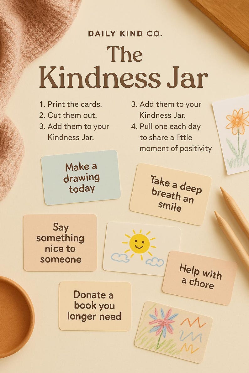 Digital Kindness Jar – Printable Self-care & Connection Prompts - Etsy
