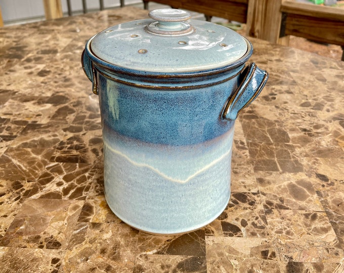 Compost Jar With Filter Holding Lid in Sky Glaze. Wheel Thrown - Etsy