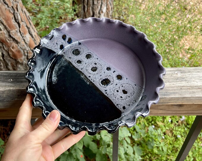 10 Stoneware Pie Plate in Midnight Glaze // Oven Safe // Stoneware Pie ...