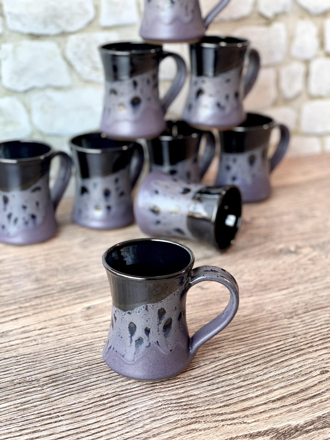 Pottery Mug in Midnight Glaze / 10-12oz Hourglass Wheel Thrown ...