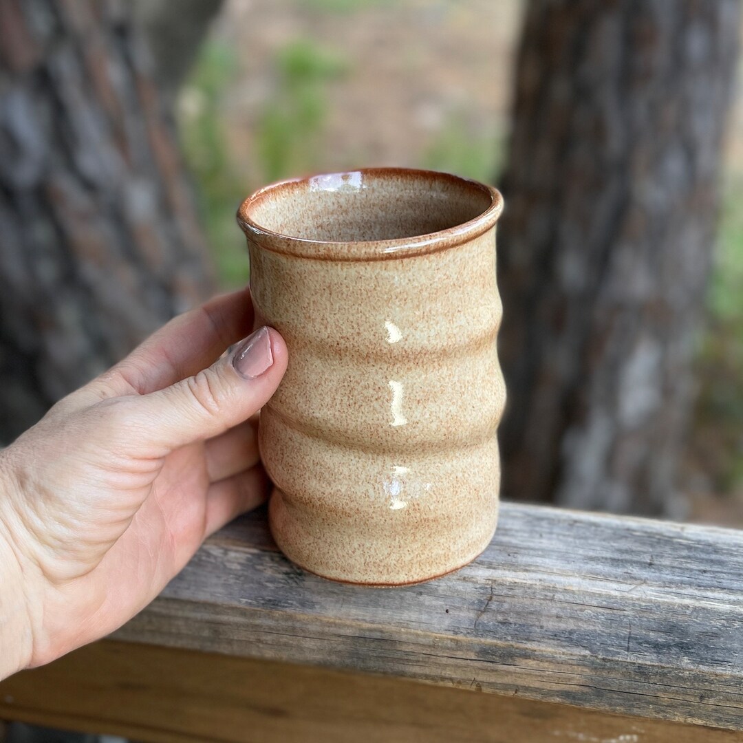 Casual Wheel Thrown Tumblers, Juice Cups in Wheat Tan Glaze. Sold ...