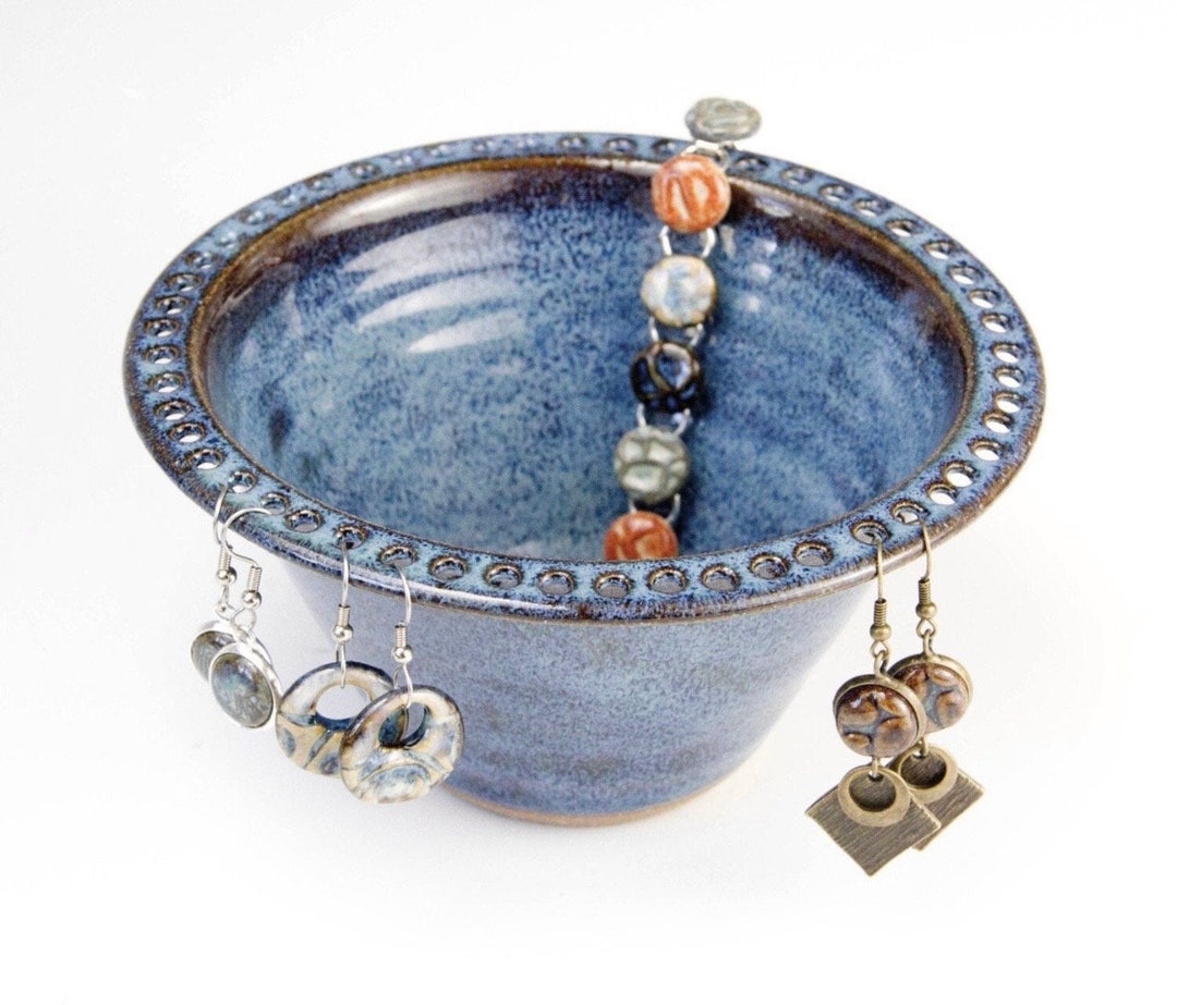 Earring Bowl in Celestial Glaze deep Blue Jewelry Bowl/ Earring Dish ...