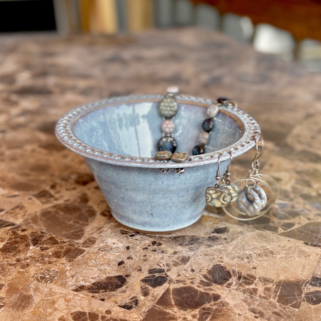 Ceramic Earring Bowl in Sky Blue Glaze | Jewelry Bowl / Earring Dish ...