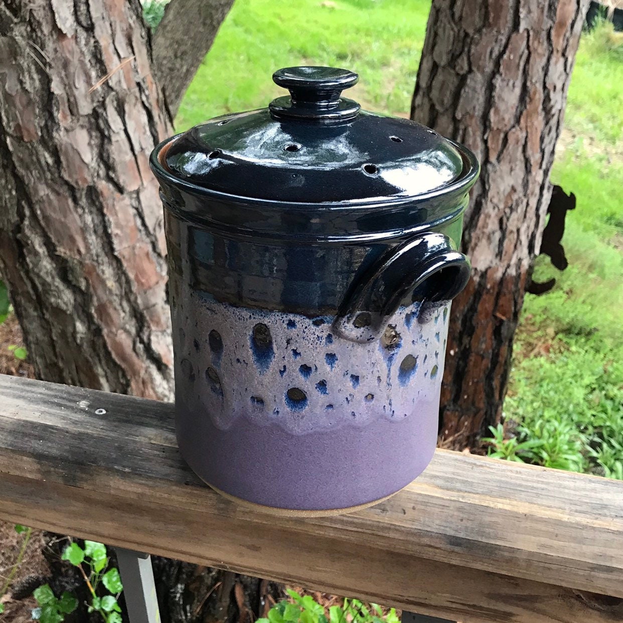 Compost Jar with Filter Holding Ventilated Lid in Midnight | Etsy
