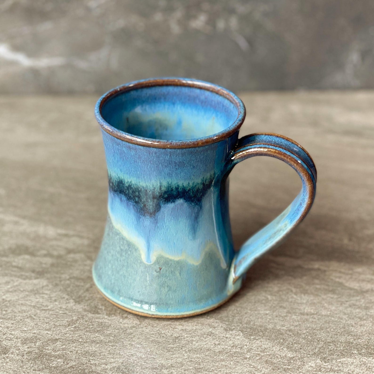 Wheel Thrown Pottery Mug in Abyss Glaze / 10-12oz Hourglass Wheel ...