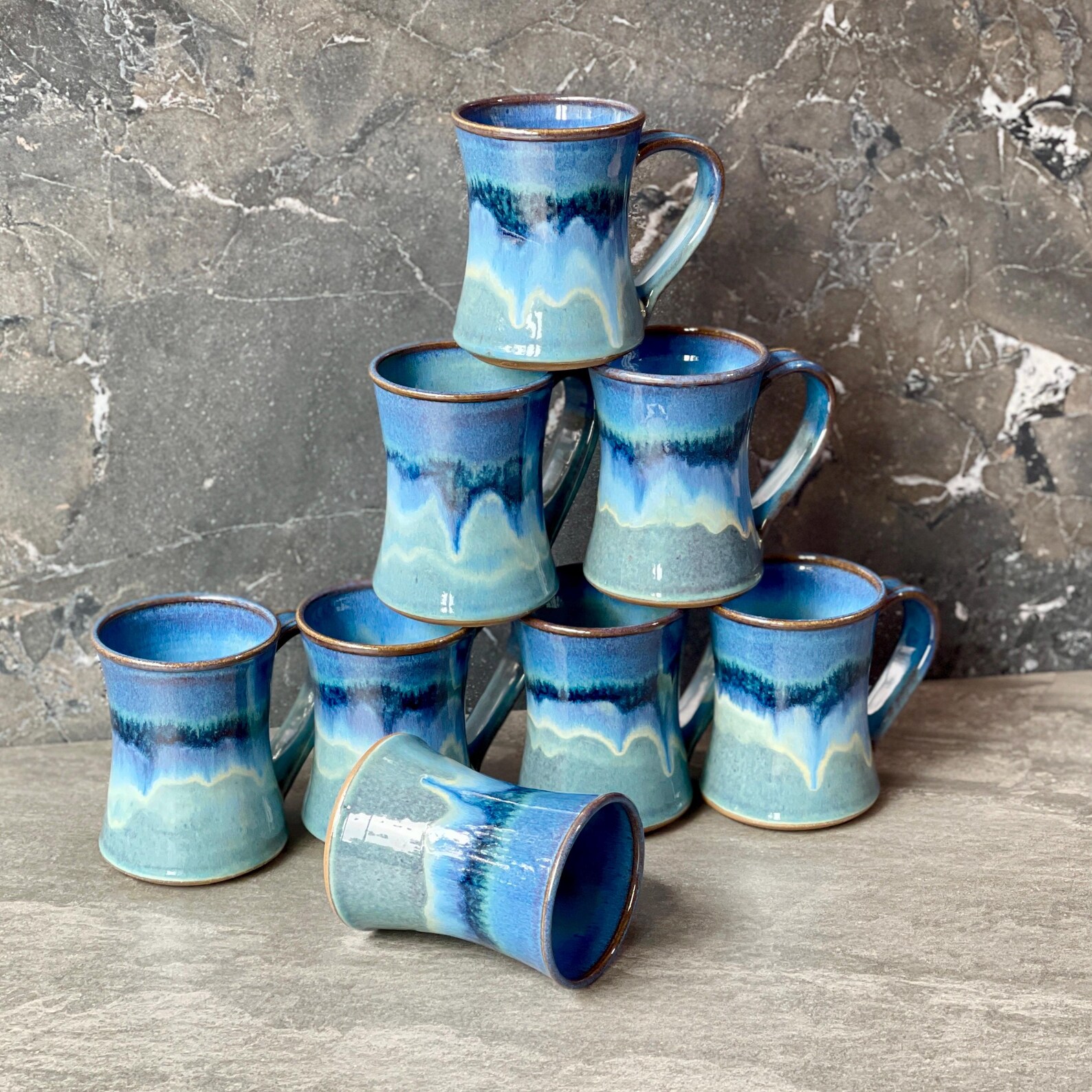 Wheel Thrown Pottery Mug in Abyss Glaze / 10-12oz Hourglass Wheel ...