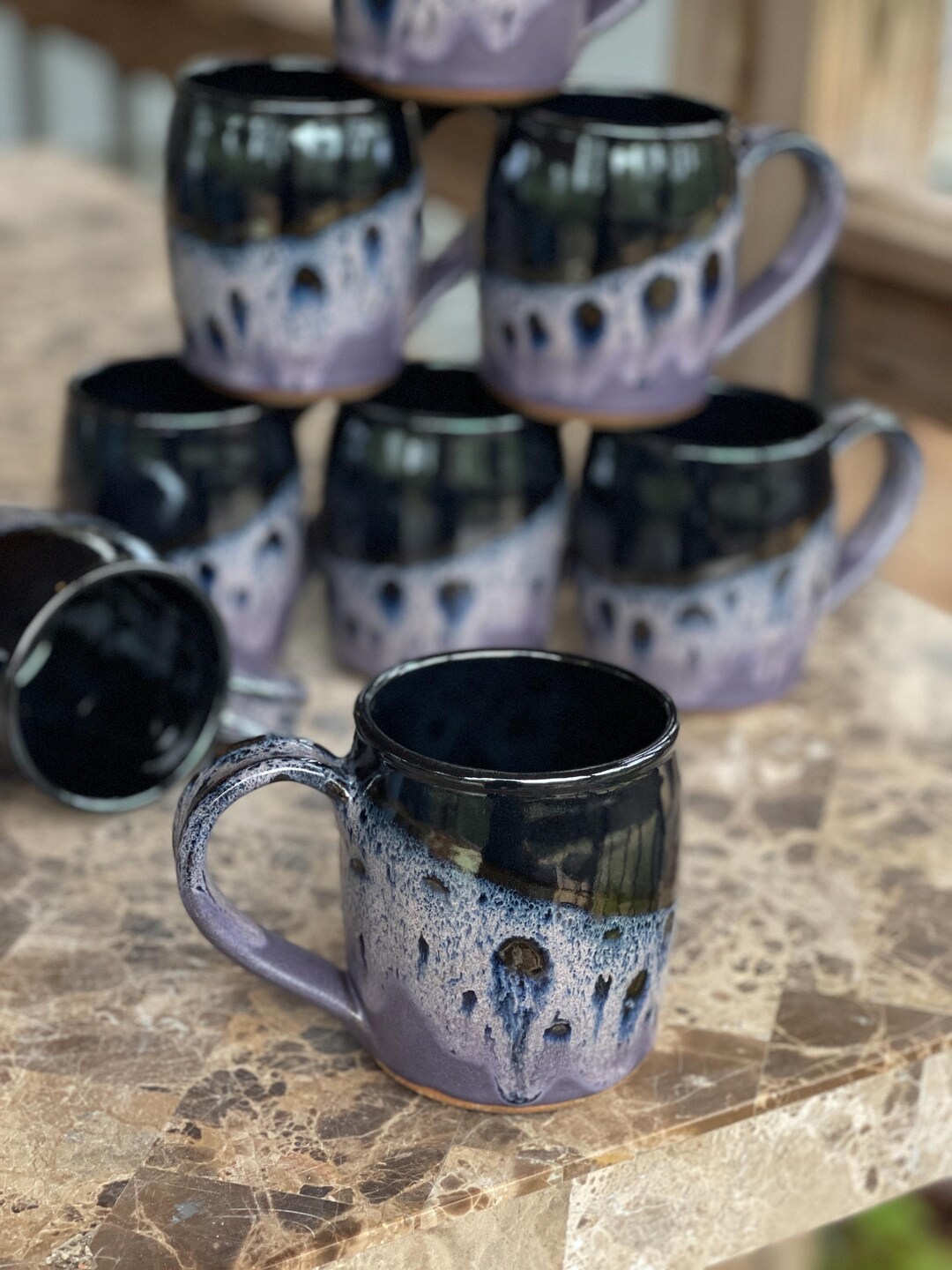 16-18oz Barrel Mug in Midnight Glaze / Wheel Thrown Pottery Mug ...