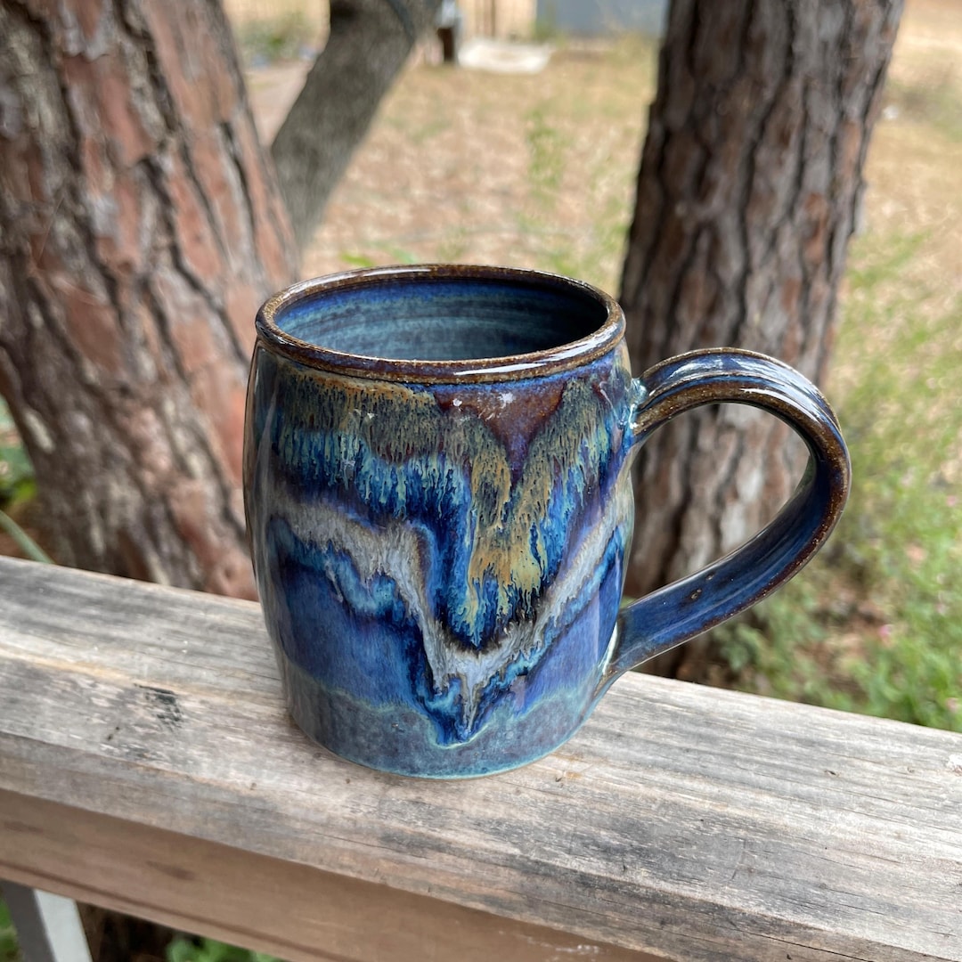 16-18oz Wheel Thrown Pottery Mug in Autumn Grove Glaze (set #2 ...