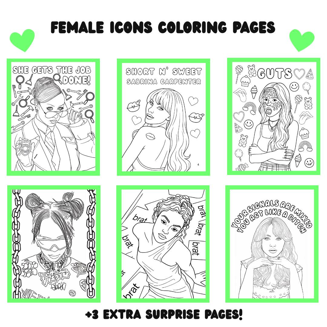 Pop Queens Coloring Pages | Digital Download | Featuring Chappell Roan ...