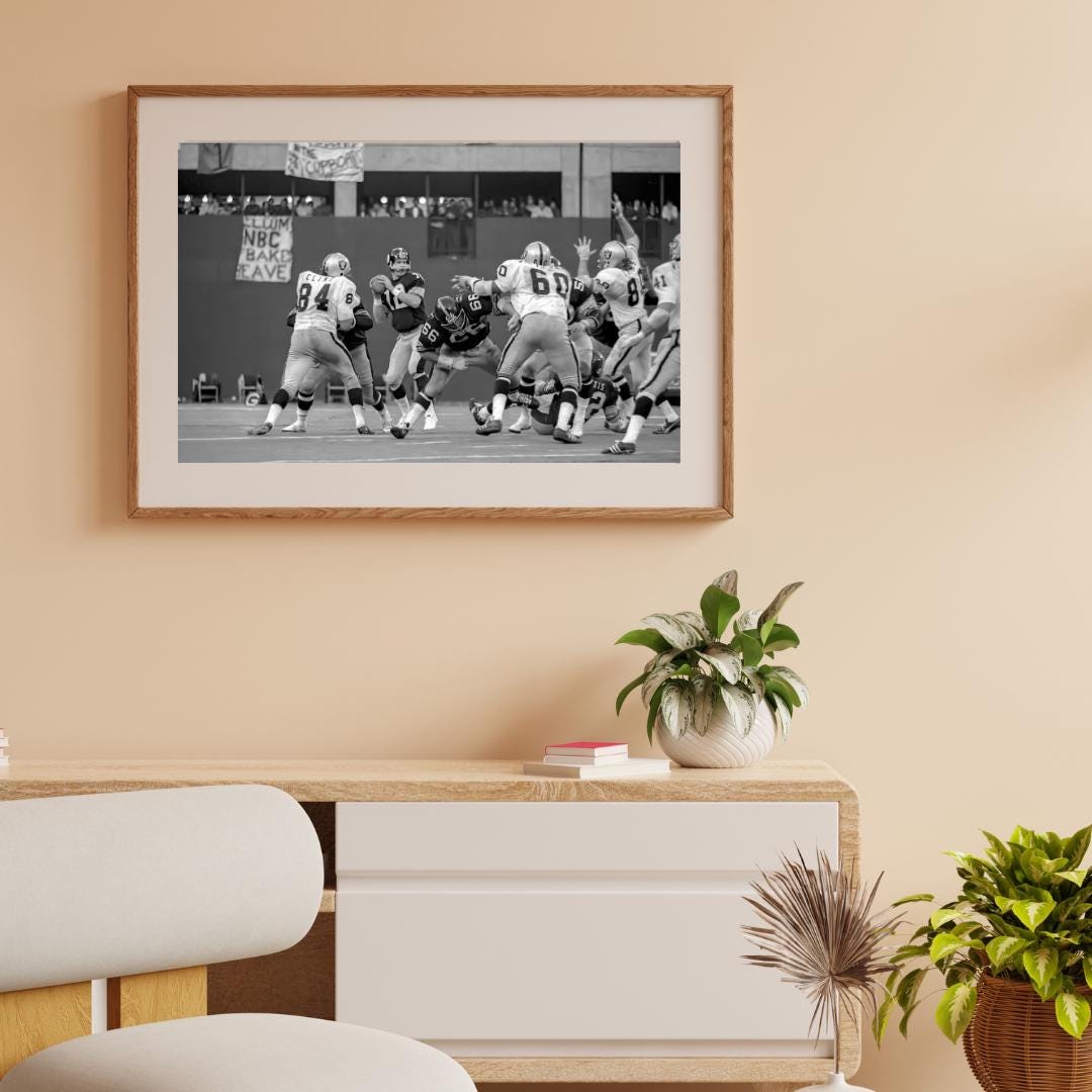 Terry Bradshaw in Pocket – 1972 Playoff Vs Raiders Vintage Steelers NFL ...