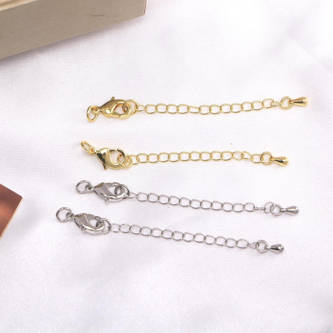 10pcs, 60mm 18K Gold Plated Chain Extender for Necklace Bracelet Supply ...