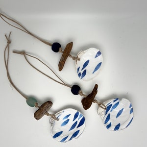 Clamshell and Driftwood Ornament, Clamshell Ornament, Decoupaged ...