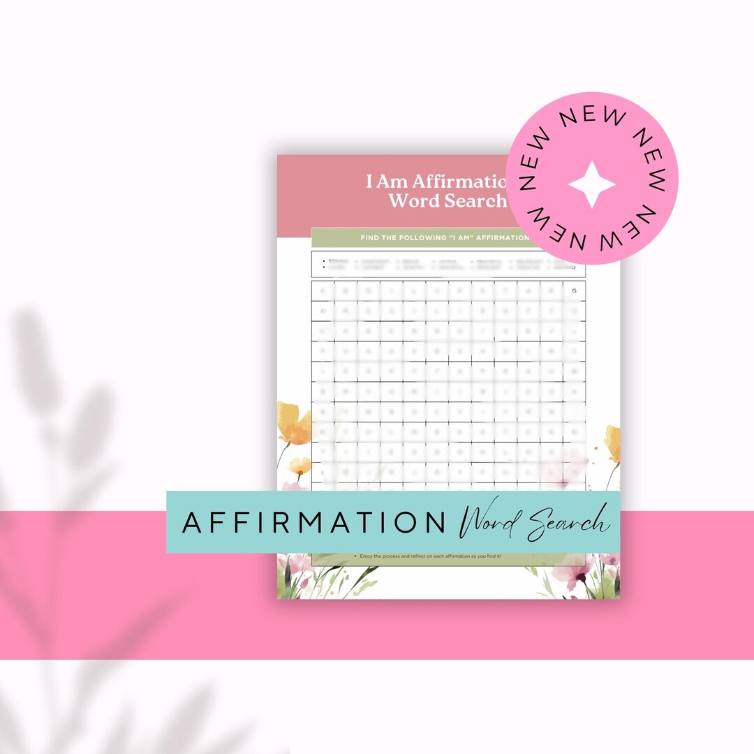 I Am Affirmations Word Search Puzzle: Mindfulness Self-care Activity ...