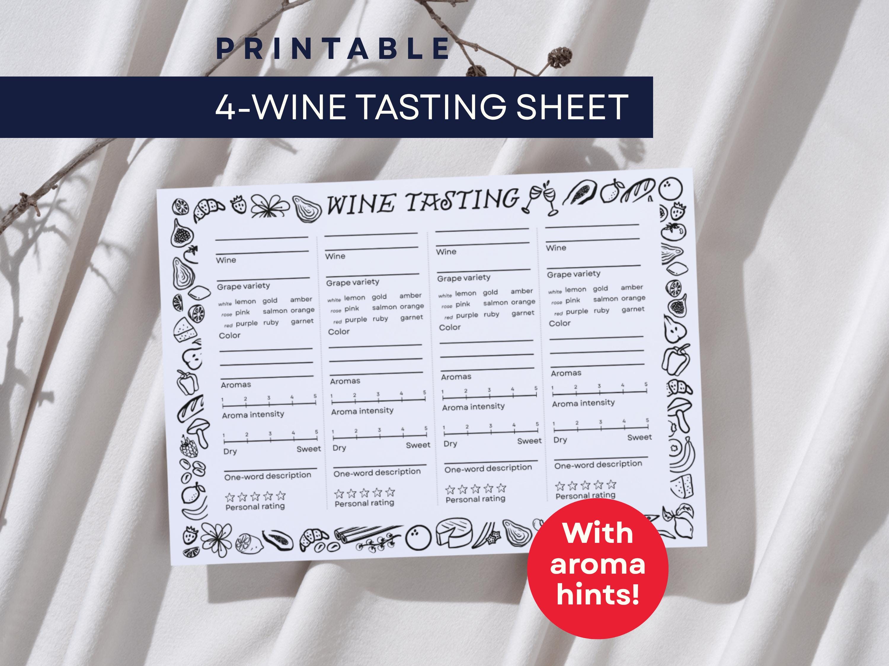 Printable Wine Tasting Score Sheet (4 Wines), Sommelier-designed With ...