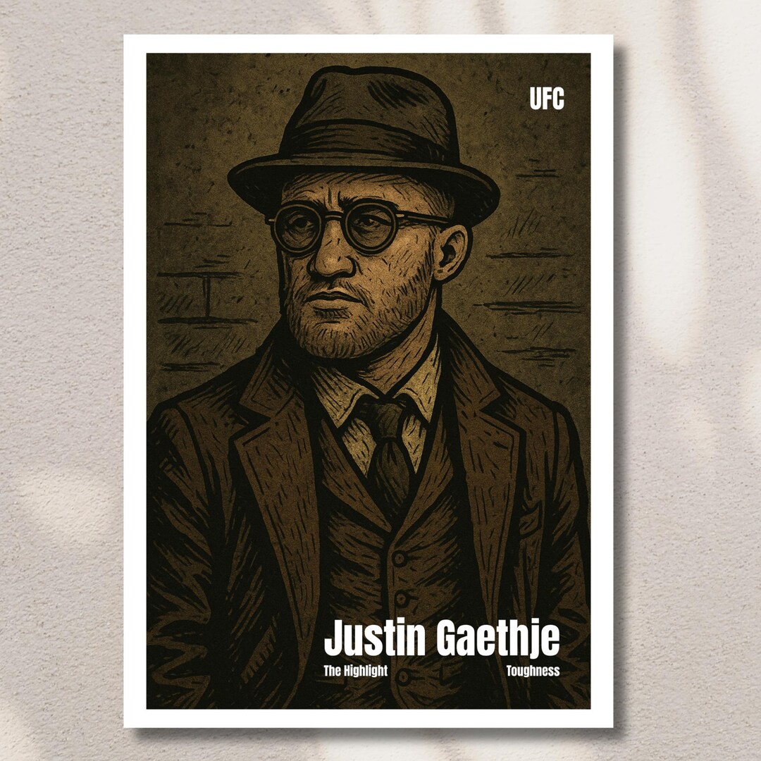 Justin Gaethje Gangster Style Digital Art Print - Vintage Noir MMA ...