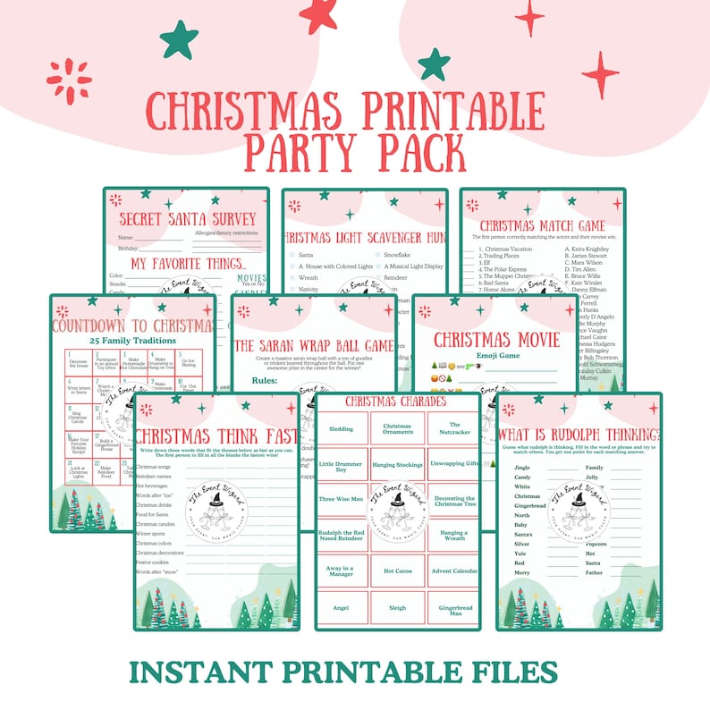 Christmas Printable Party Pack - Games - Etsy