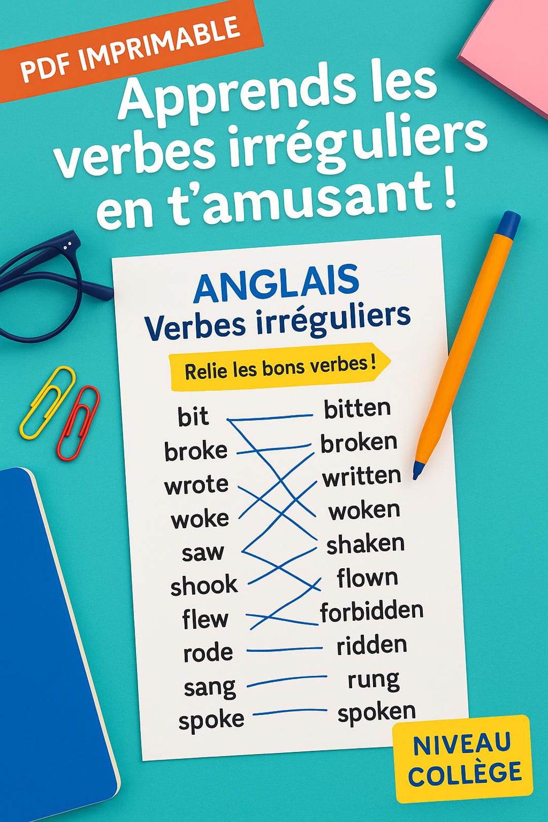 Printable English Irregular Verbs Worksheet PDF – Fun Exercise – Learn ...