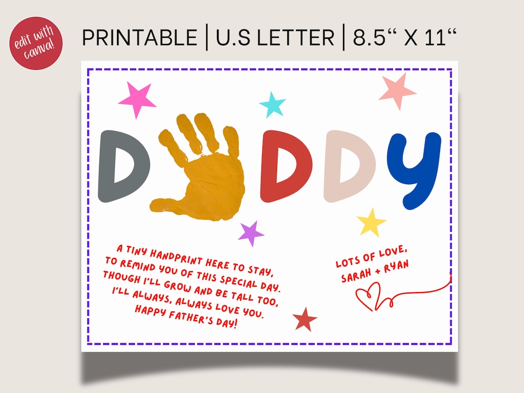 Father’s Day Handprint Craft Printable | DIY Gift From Kids | Printable ...