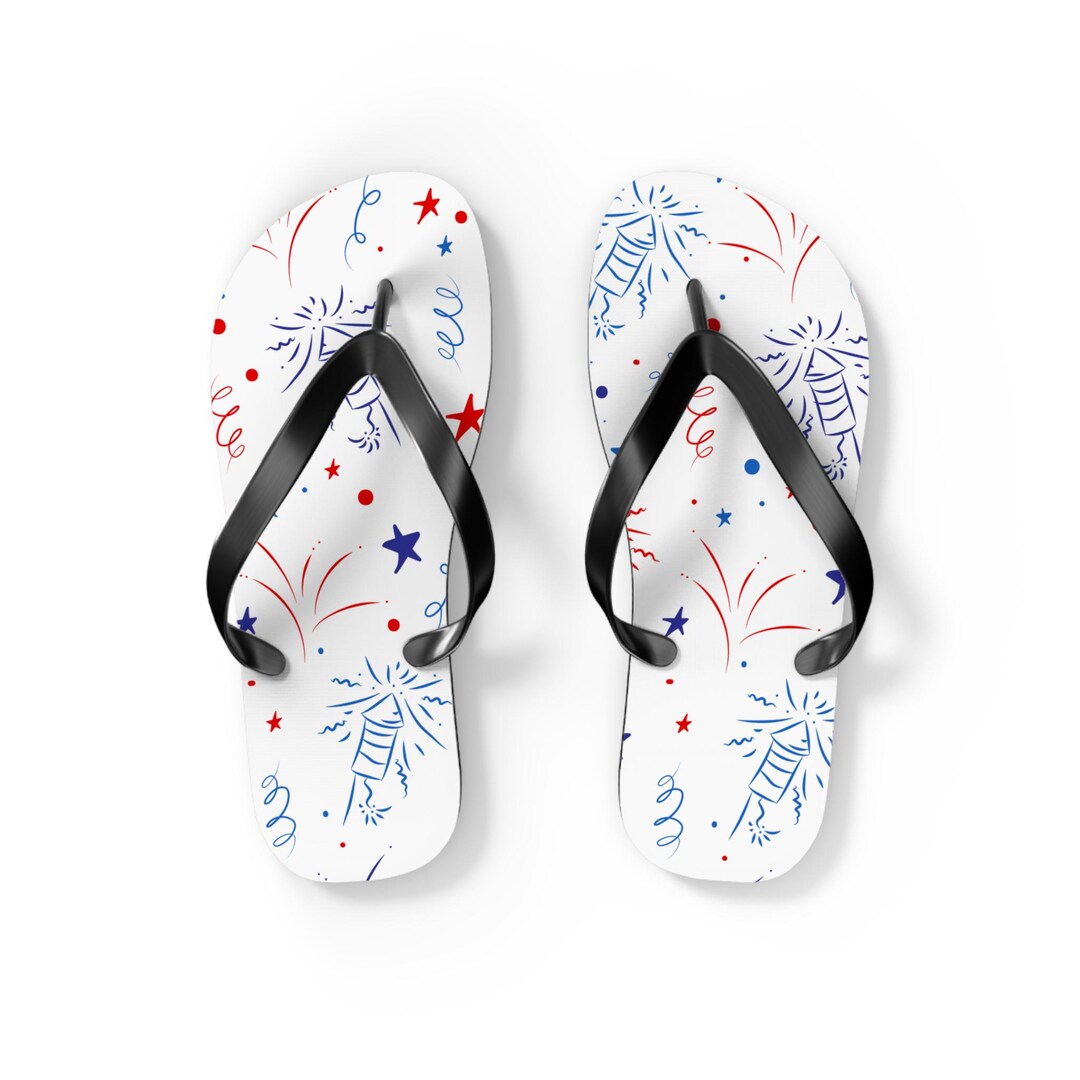 Patriotic Flip Flops With Fireworks Design - Perfect for Summer ...