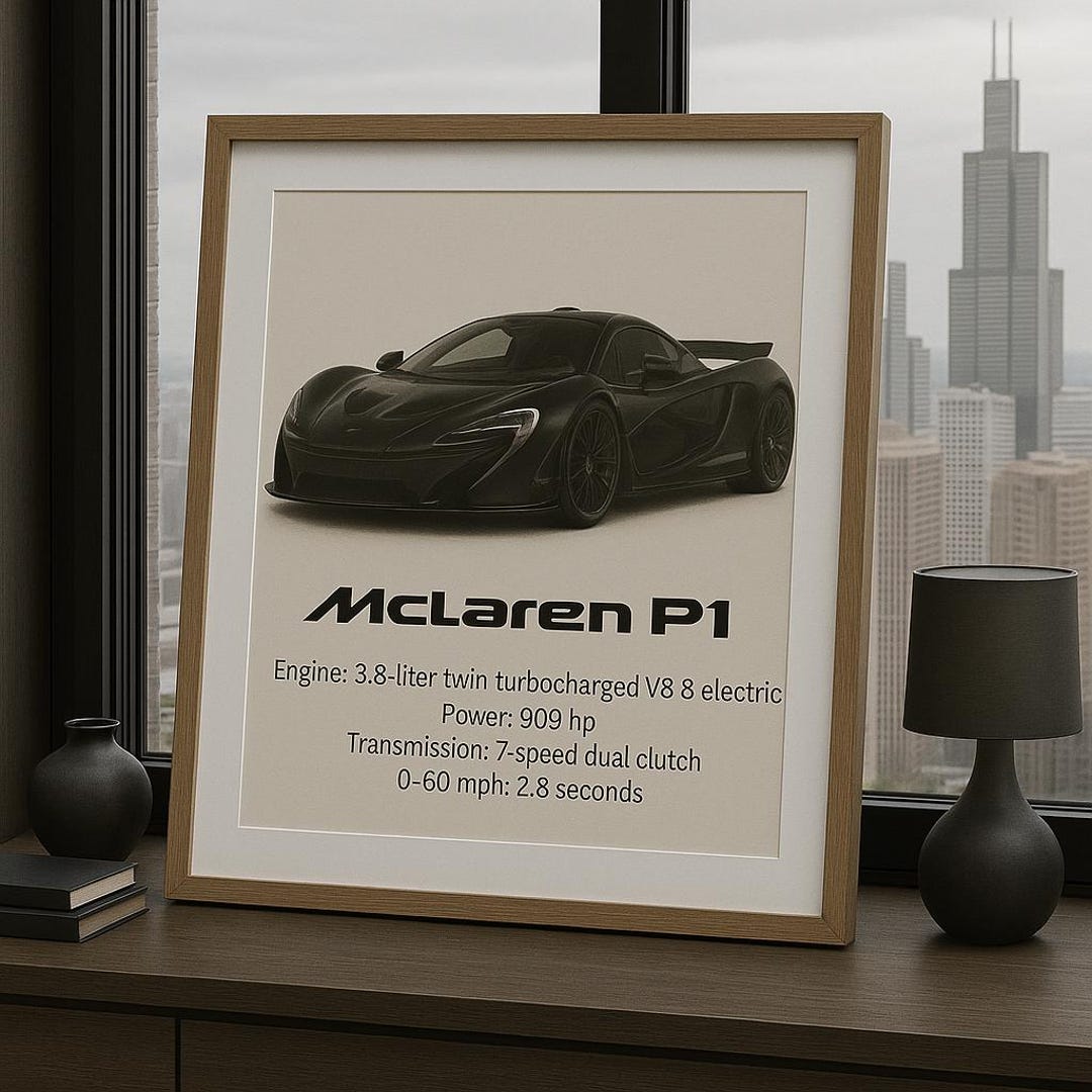 Mclaren P1 Poster | Black Hypercar Wall Art | Luxury Supercar Specs ...