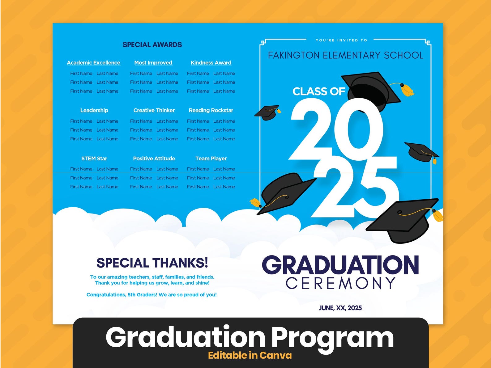 Graduation Programs, Editable Graduation Template, DIY Ceremony Program ...