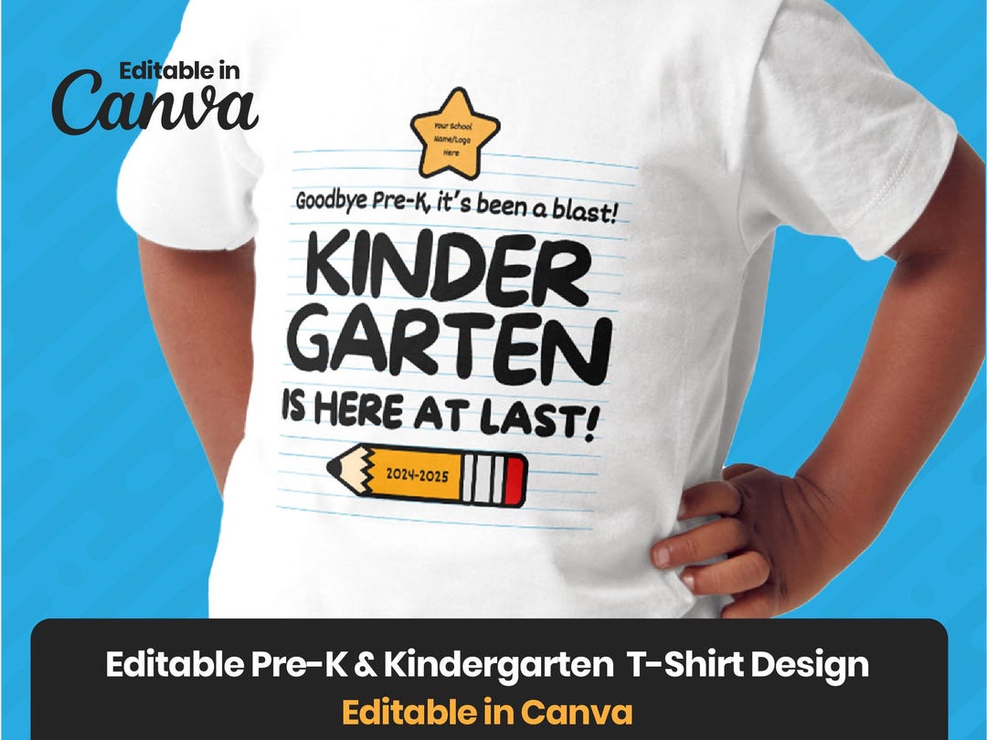 Editable Pre-k & Kindergarten Shirt Design | Canva Template |digital ...