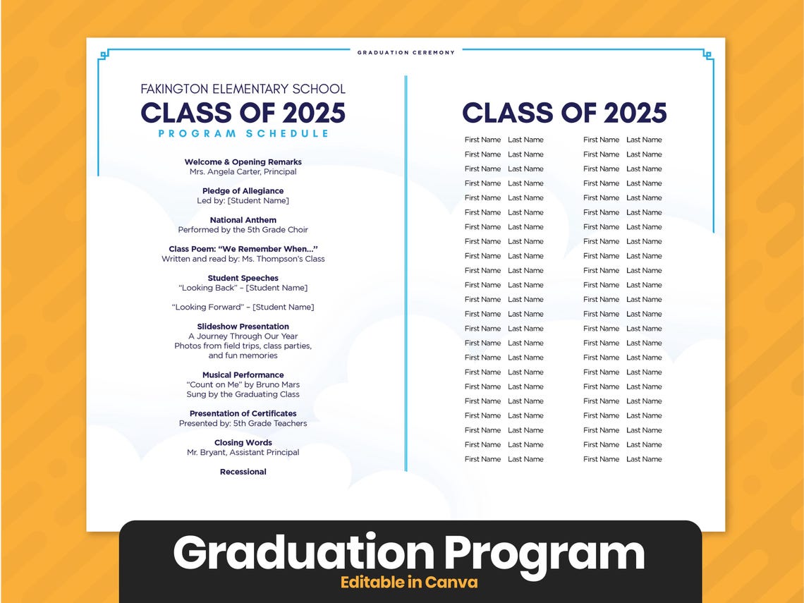 Graduation Programs, Editable Graduation Template, DIY Ceremony Program ...