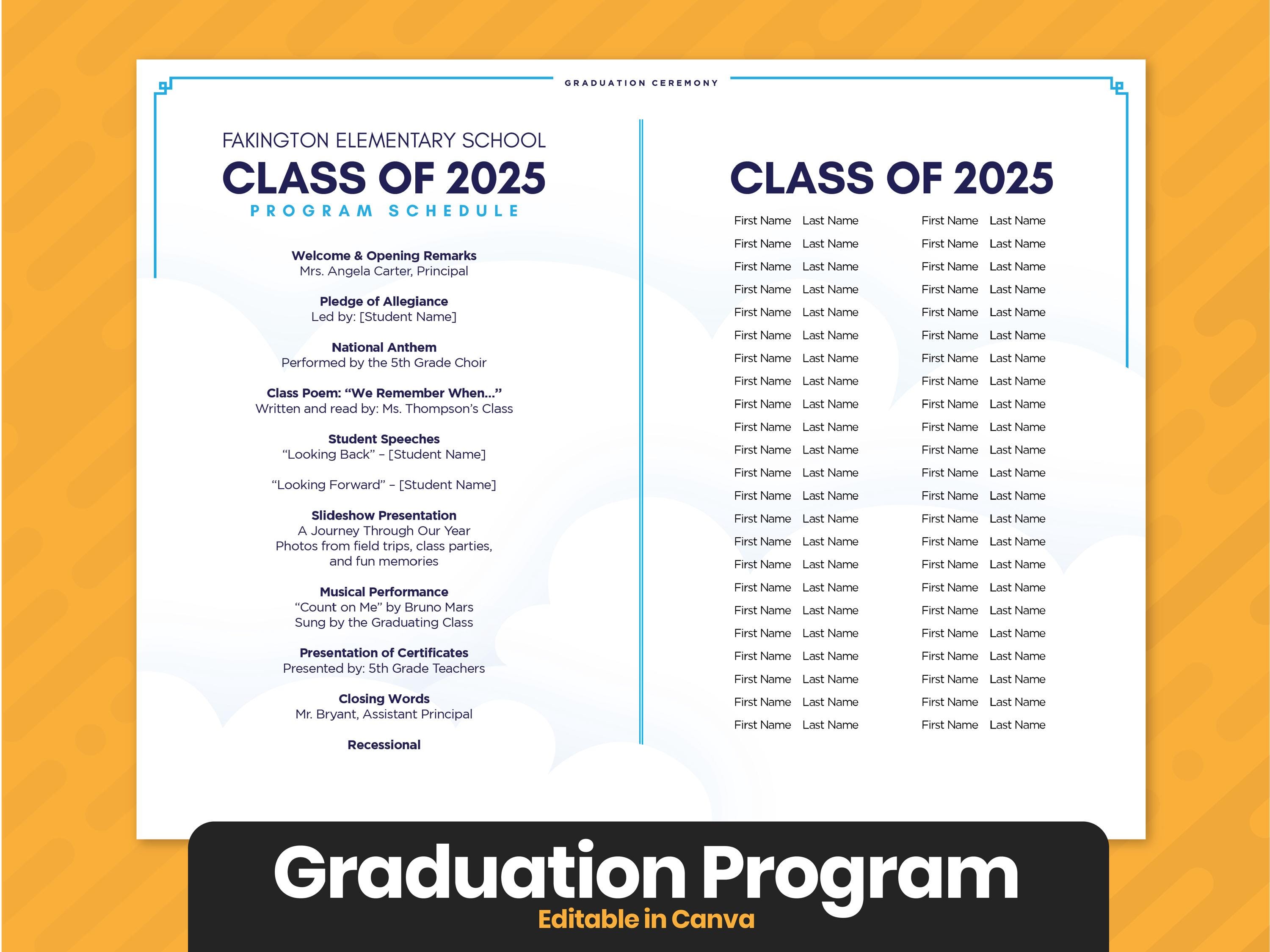 Graduation Programs, Editable Graduation Template, DIY Ceremony Program ...