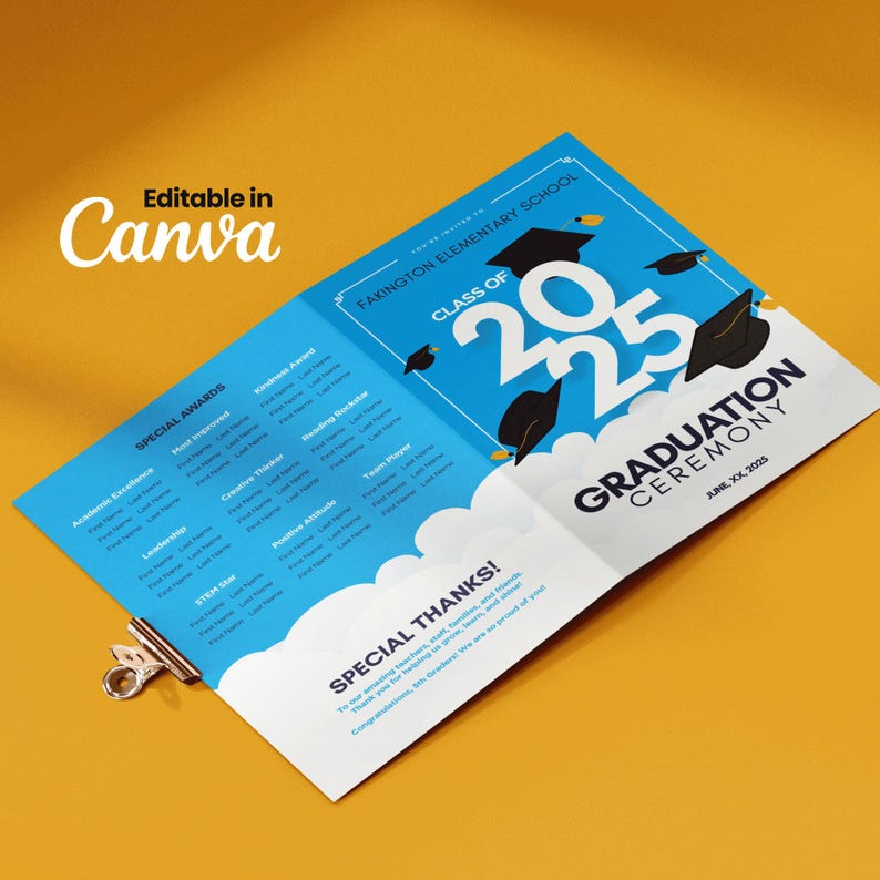 Graduation Programs, Editable Graduation Template, DIY Ceremony Program ...