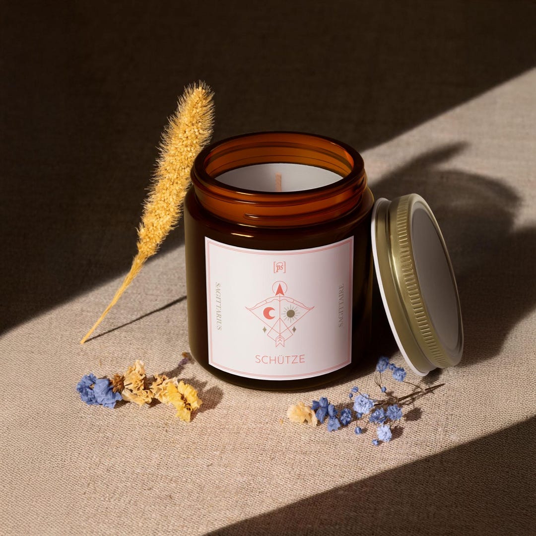 Scented Candle Zodiac Sign "sagittarius" in Minimalist Design "red ...