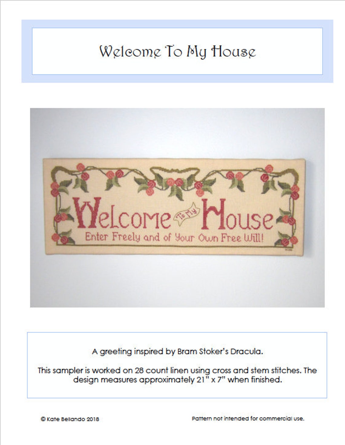 Vampire Welcome DIY Cross Stitch PDF - Etsy