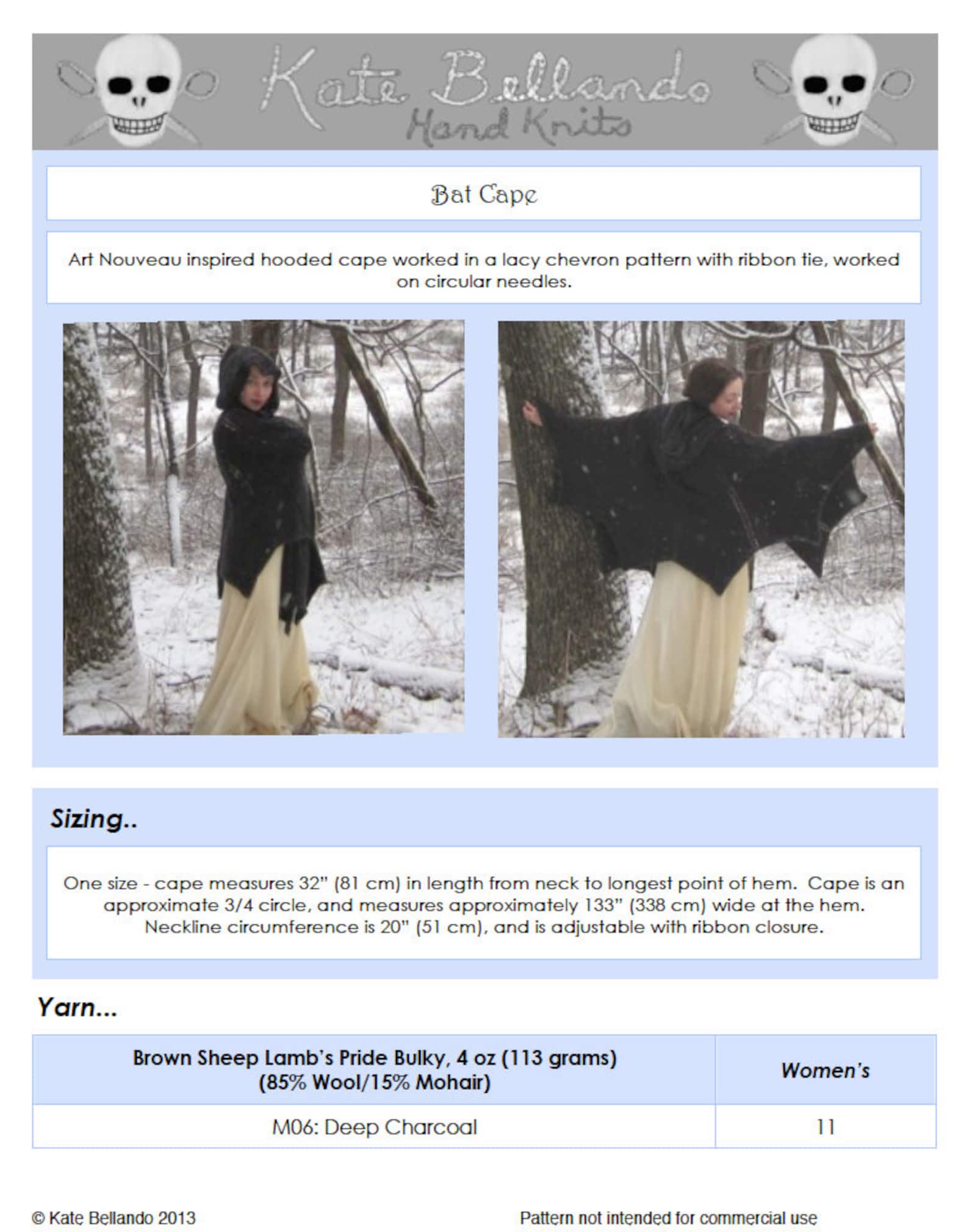 PDF Bat Cape Knitting Pattern Instant Download | Etsy