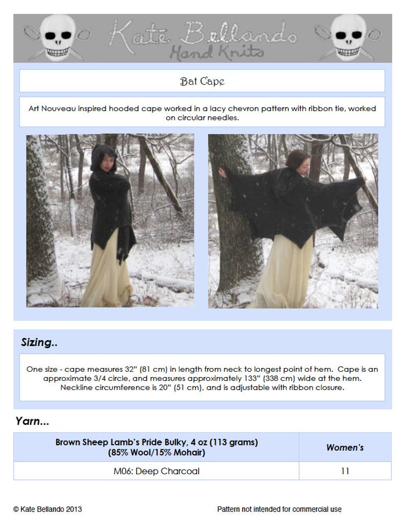 PDF Bat Cape Knitting Pattern Instant Download | Etsy