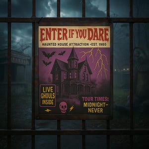 Enter If You Dare – 80s Haunted House Brochure Poster | Retro Horror ...