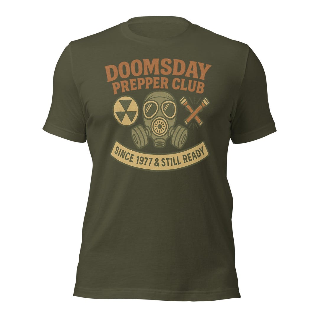 Doomsday Prepper Club T-shirt: Retro Survivalist Tee, Vintage Gas Mask ...