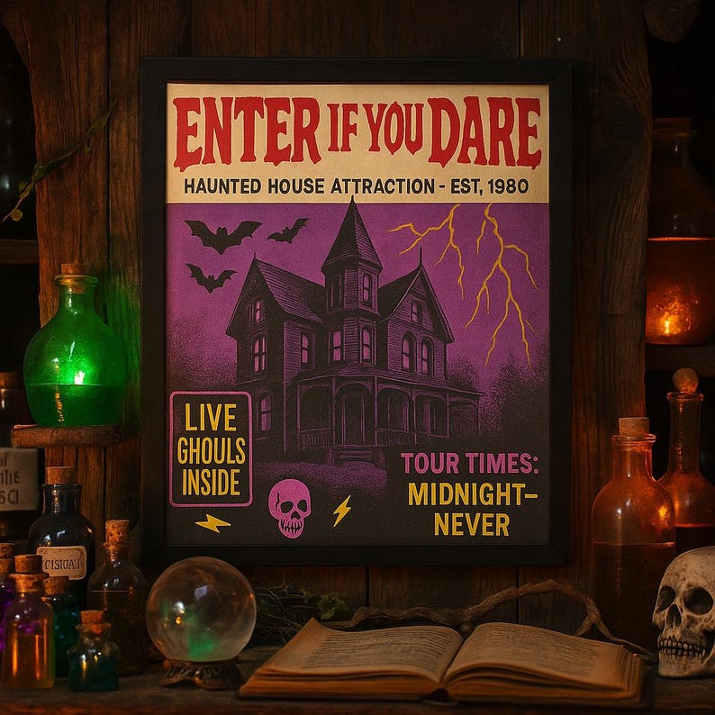 Enter If You Dare – 80s Haunted House Brochure Poster | Retro Horror ...