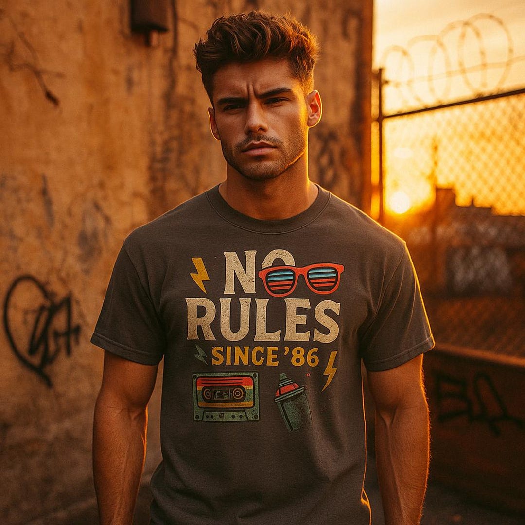 Retro 80s Graphic Tee: No Rules Since 86 - Comfort Colors Shirt - Etsy
