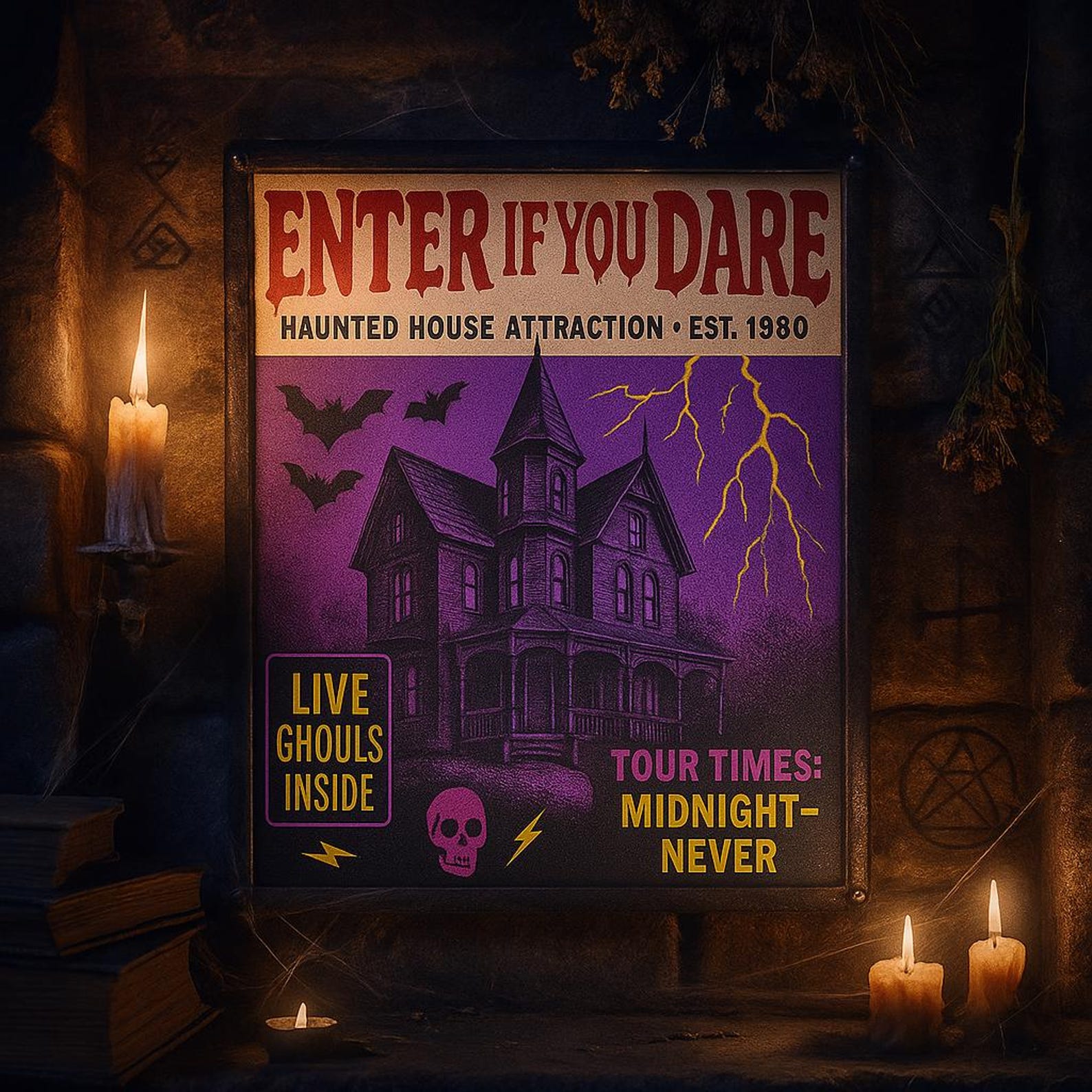 Enter If You Dare – 80s Haunted House Brochure Poster | Retro Horror ...
