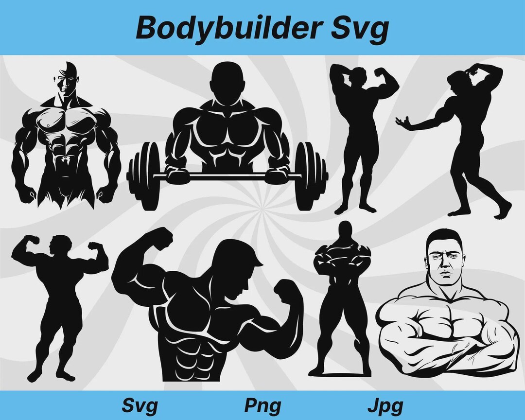 Bodybuilder Svg, Bodybuilder Silhouette, Bodybuilder Clipart, Gym Svg ...