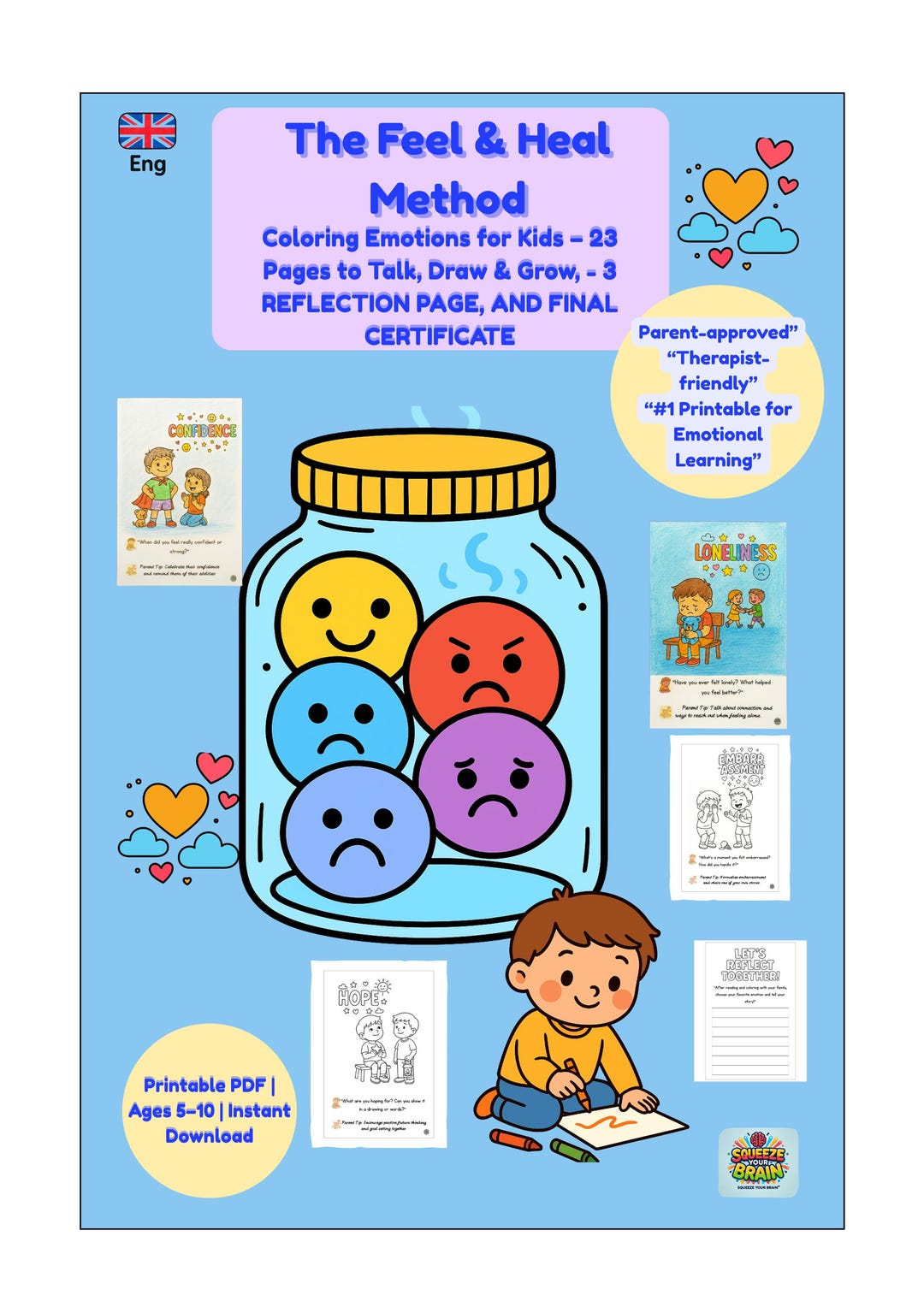 Kids Emotions Workbook: Coloring Pages & SEL Activities (printable PDF ...