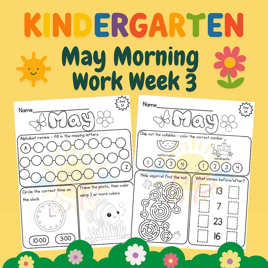 Kindergarten Morning Work – May Week 3 – End of Year Readiness & Review ...