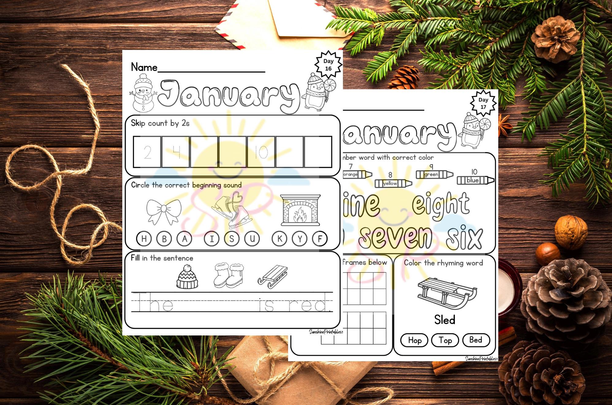 Kindergarten Morning Work December & January Bundle – Printable Winter ...