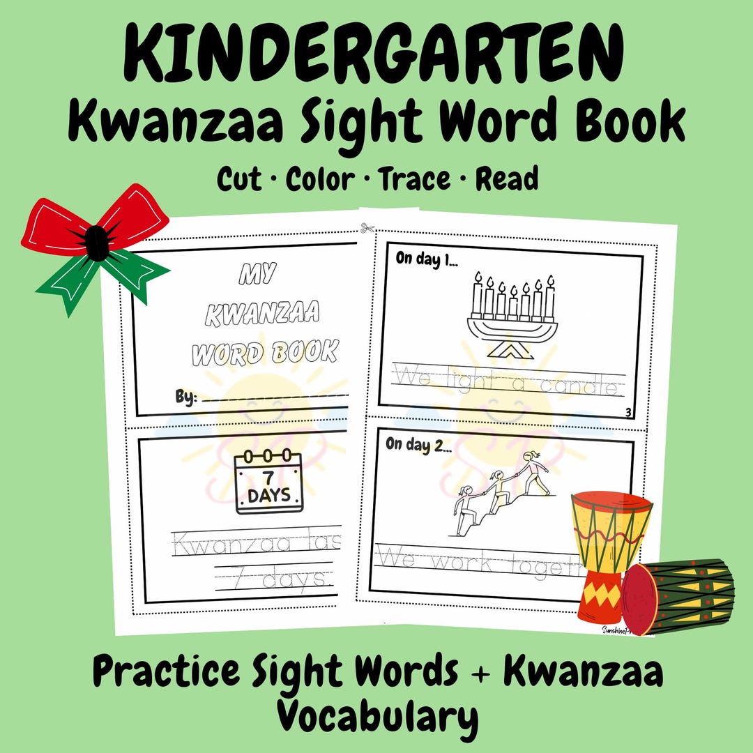 Kwanzaa Vocabulary Mini Book | 10-page Sight Word Tracing Activity for ...