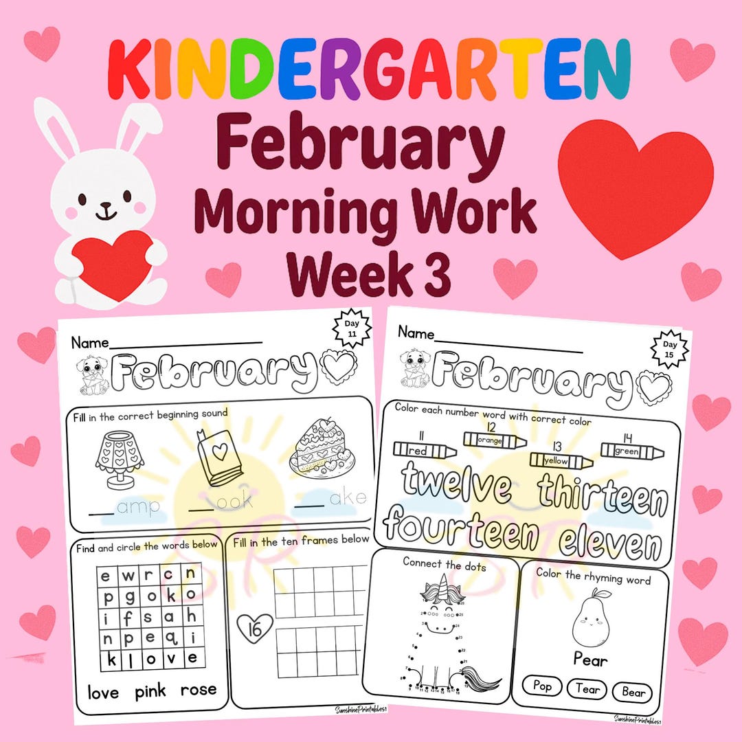 Kindergarten Morning Work – February Week 3 – Phonics, Math & Winter ...
