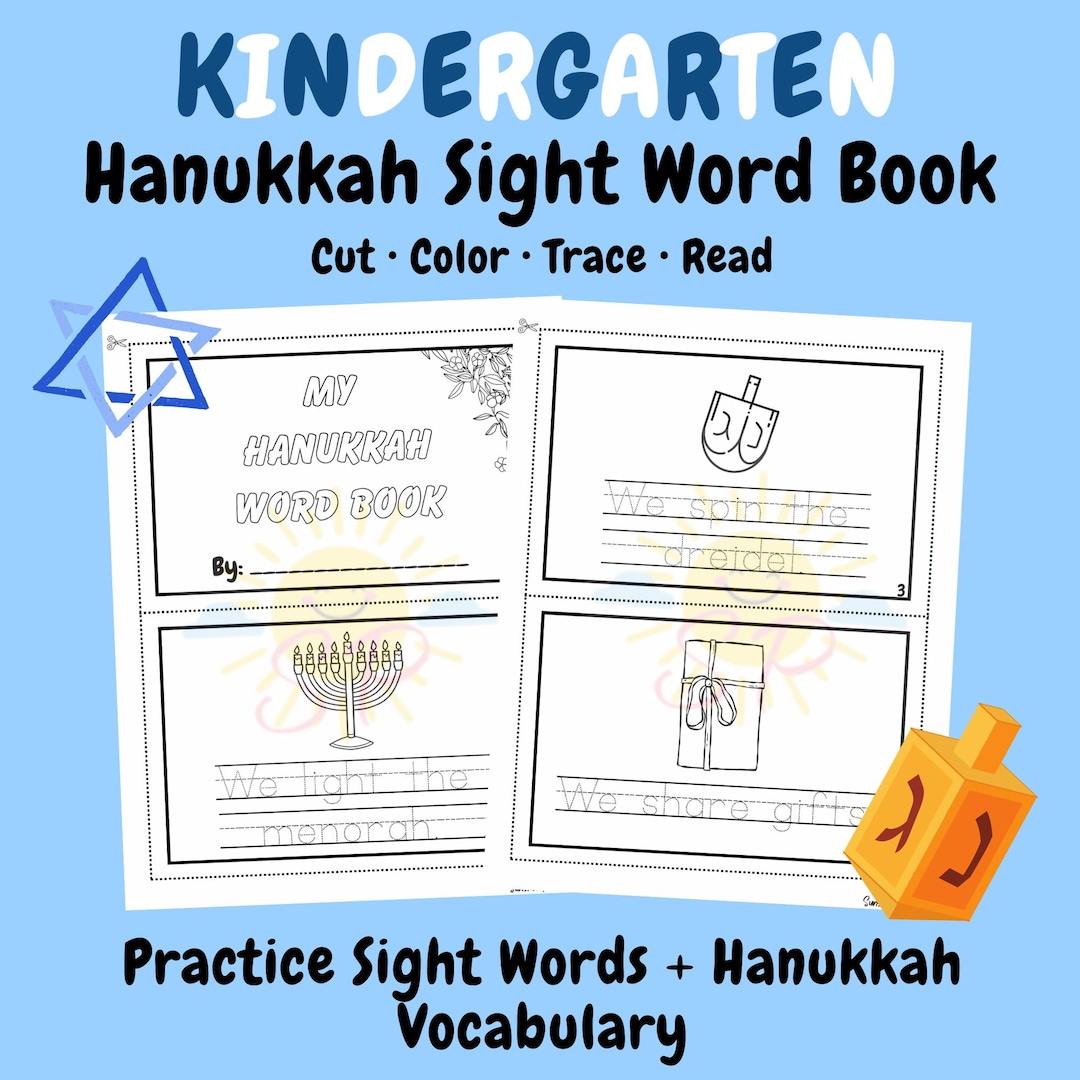 Hanukkah Word Book | Tracing & Vocabulary Printable for Kids - Etsy